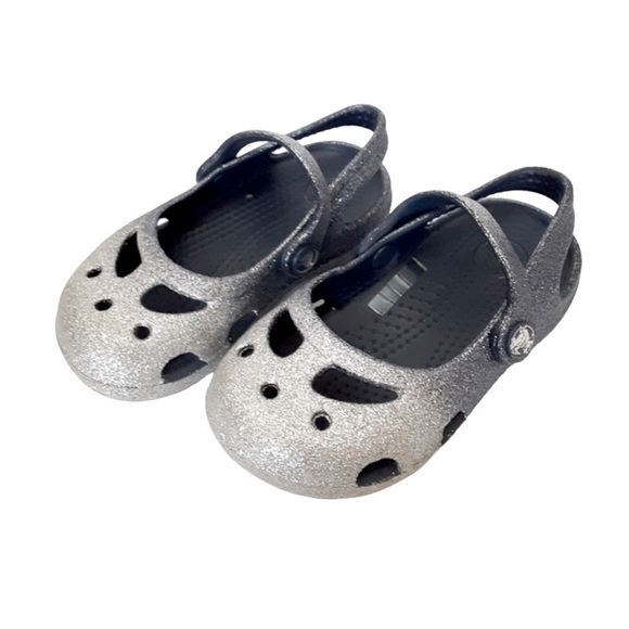 CROCS | Shoes | Crocs Girls Shayna Mary Jane Slip On Shoes Gray Glitter ...